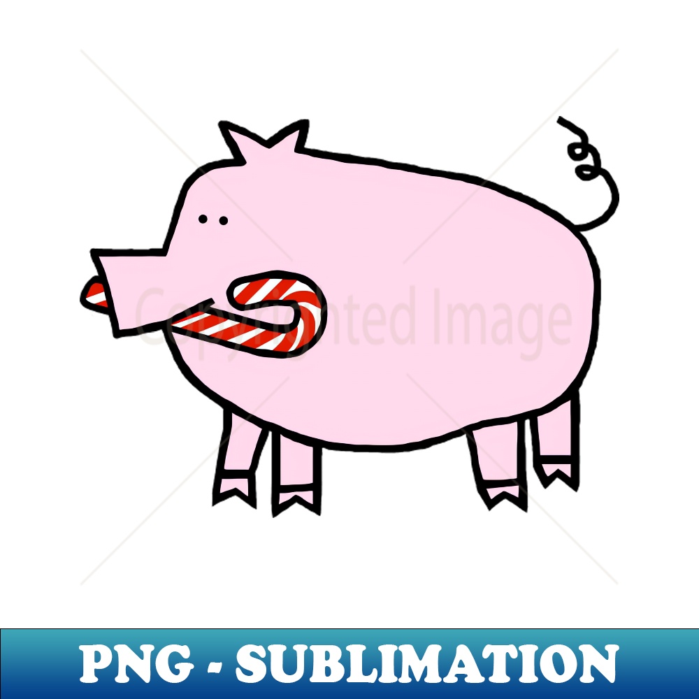 Cute Christmas Pig with Candy Cane in Mouth - PNG Transparen | Inspire ...