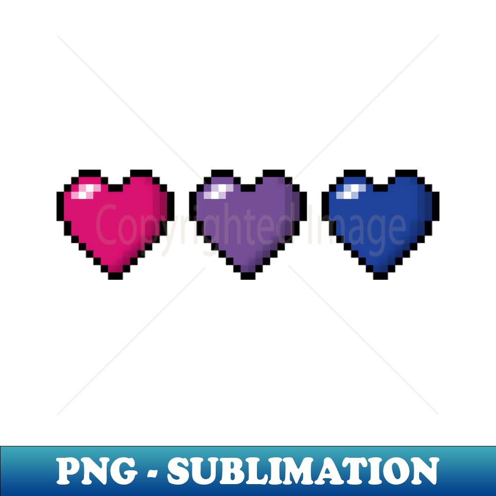 Row of Three Bisexual Pride Flag Pixel Hearts - Aesthetic Su | Inspire ...