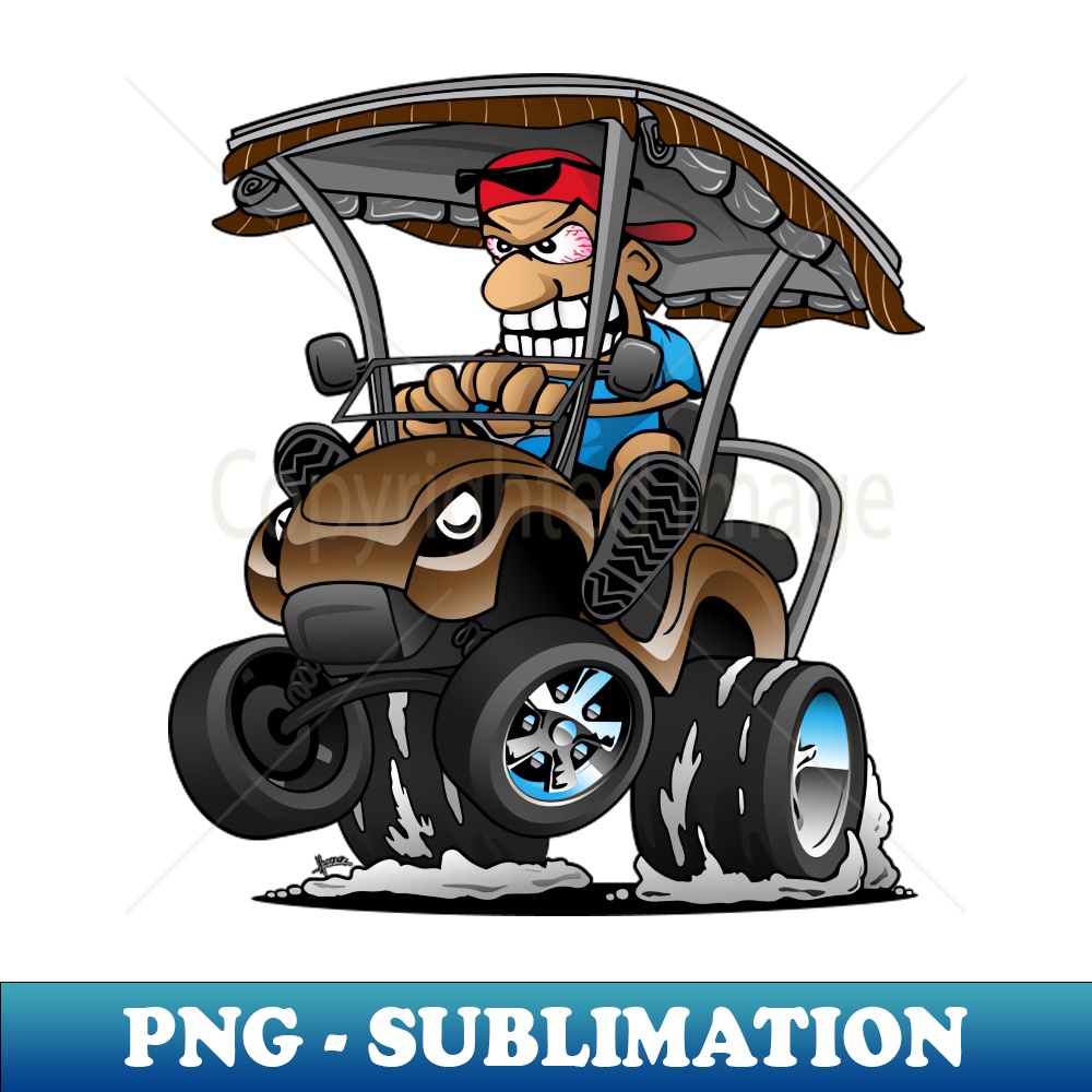 Funny Golf Cart Hotrod Golf Car Popping a Wheelie Cartoon - | Inspire ...