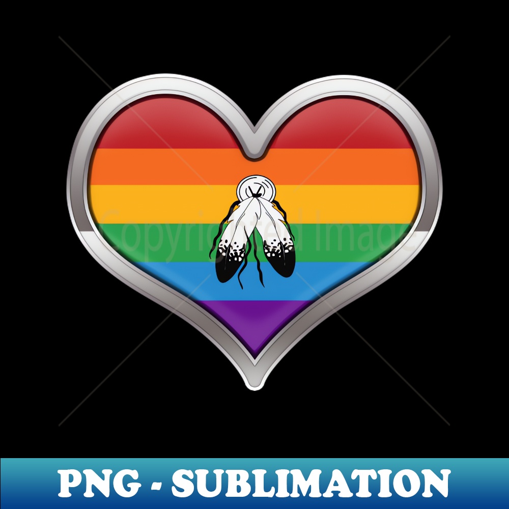 Large Two-Spirited Pride Flag Colored Heart with Chrome Fram | Inspire ...