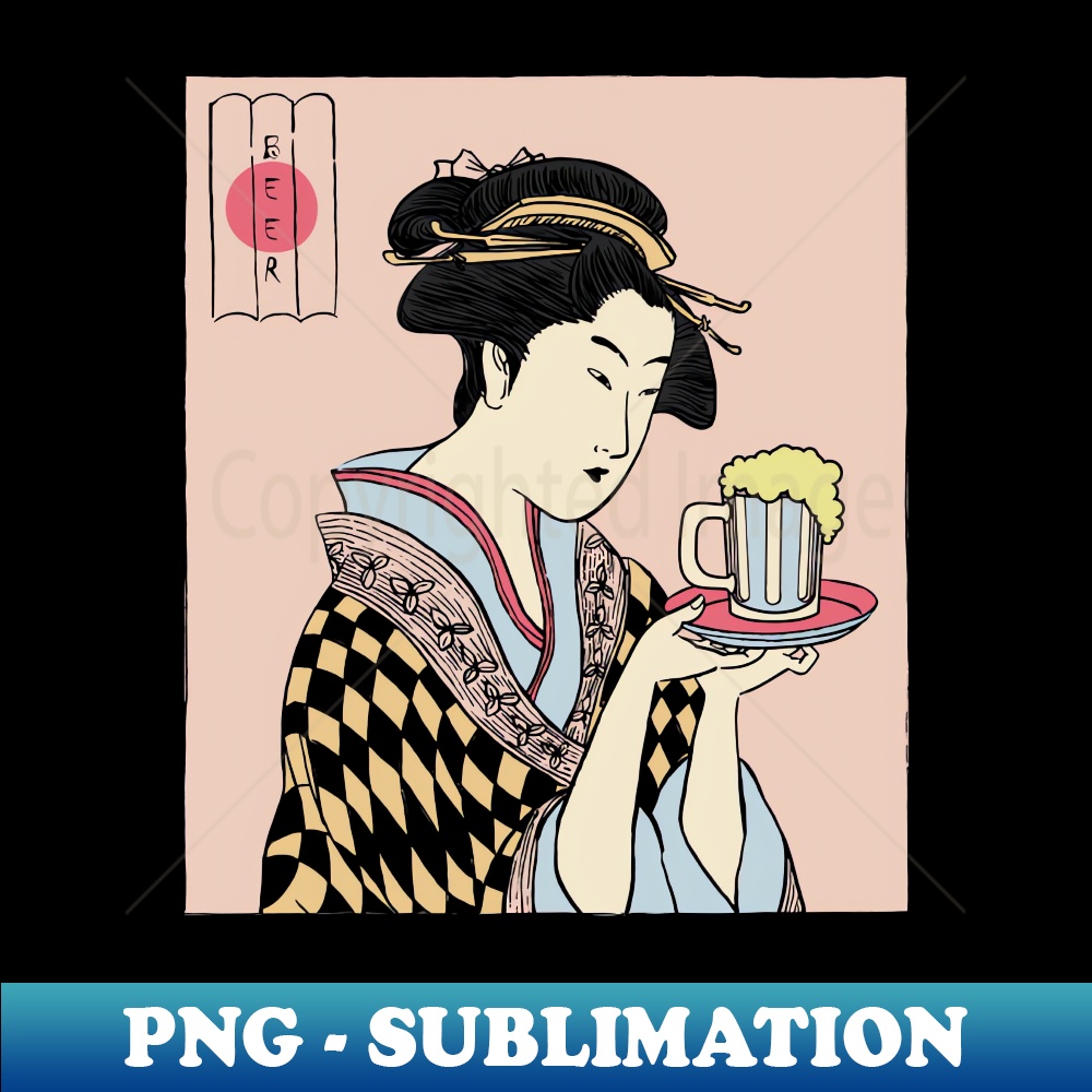 Japanese Geisha Beer - PNG Transparent Digital Download File - Inspire Uplift