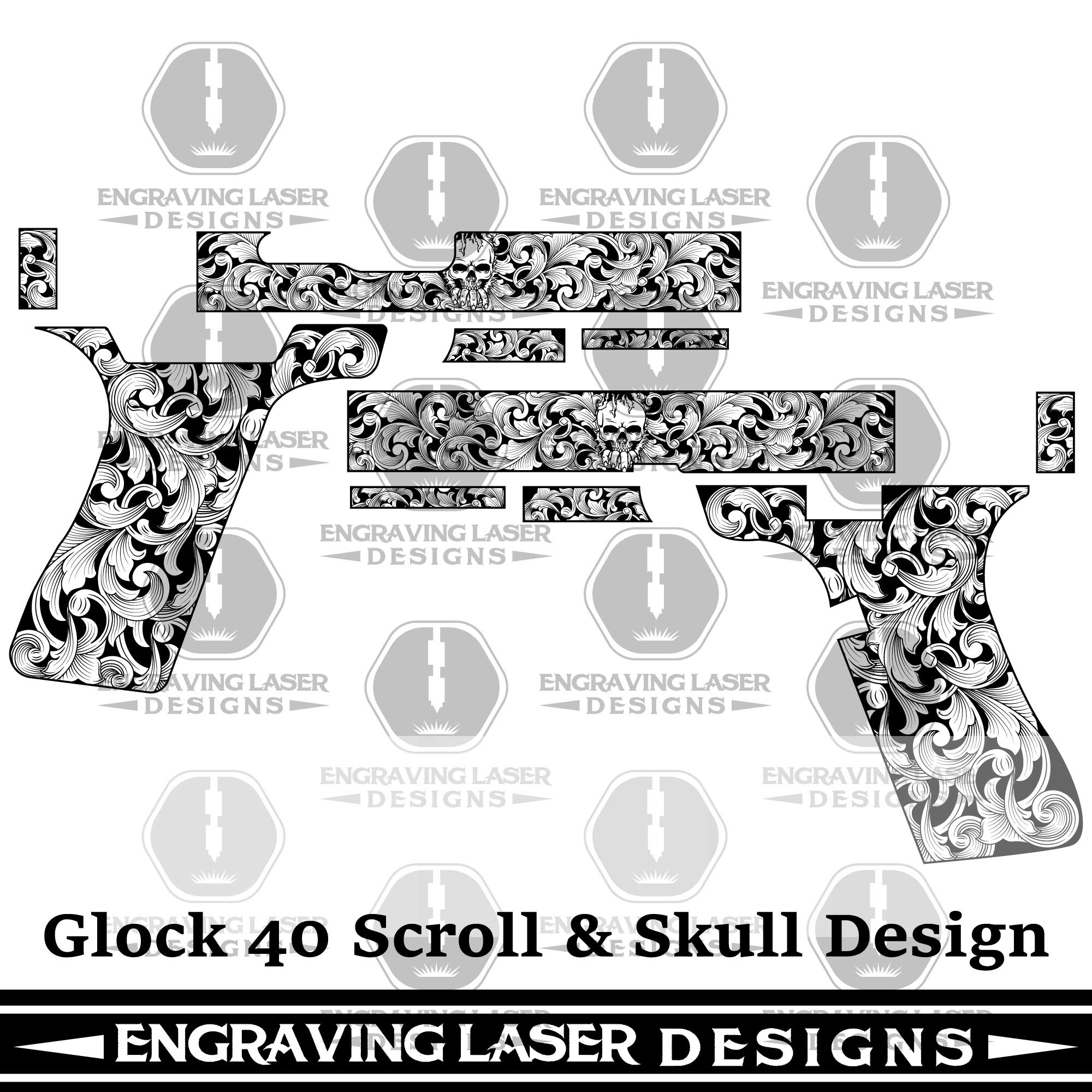 Engraving Laser Designs Glock 40 Scroll & Skull Design | Inspire Uplift