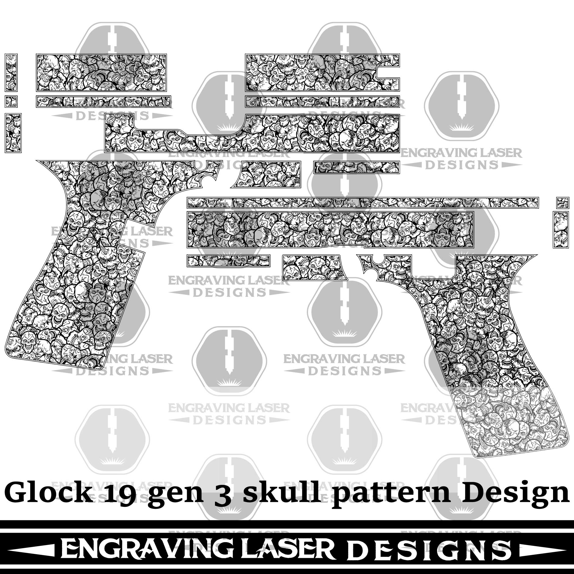 Engraving Laser Design Glock 19 Gen 3 Skull Pattern Design | Inspire Uplift