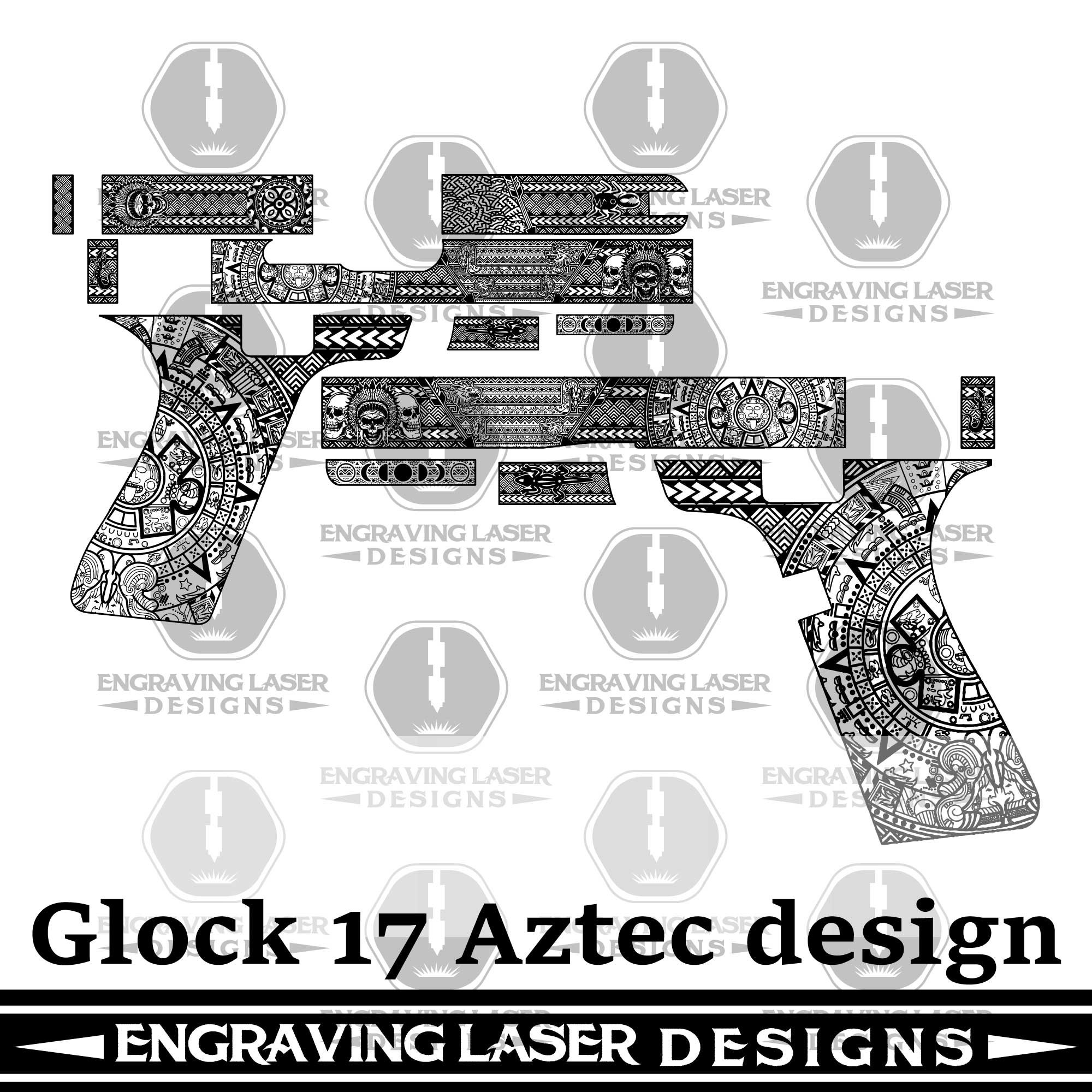 Engraving Laser Designs Glock 17 Aztec design - Inspire Uplift