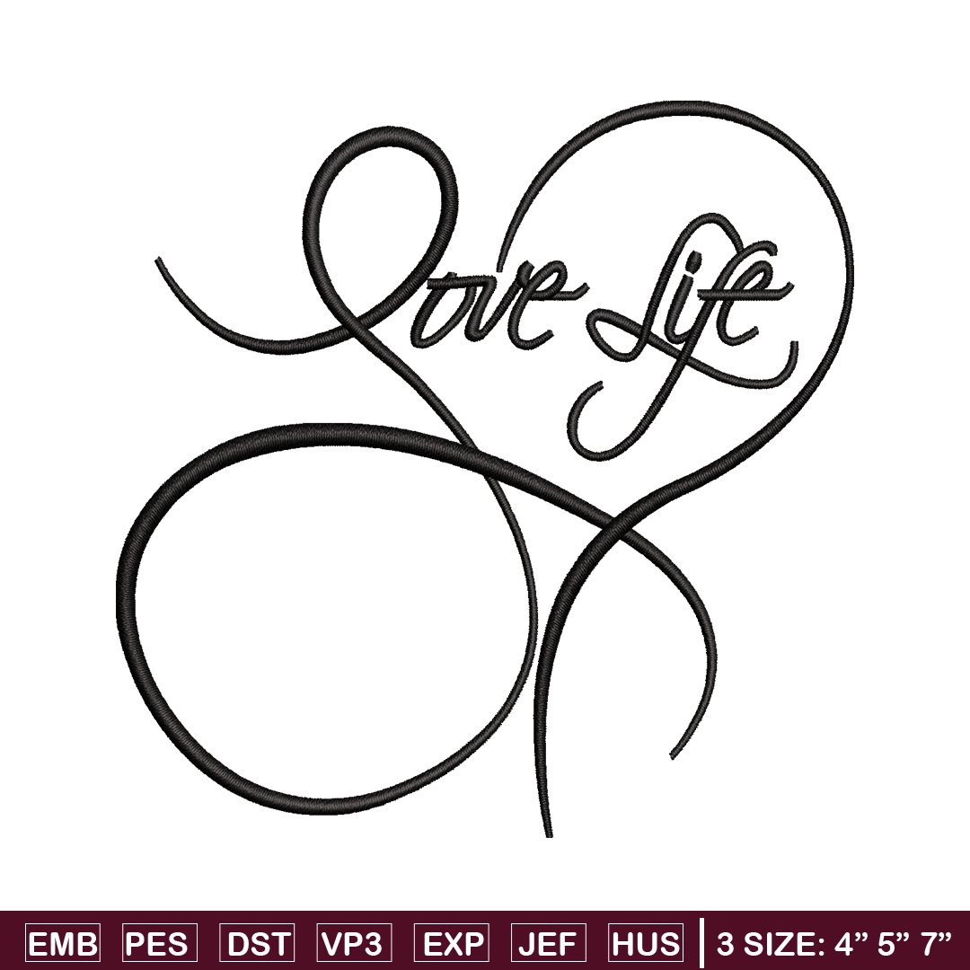 Love life logo embroidery design, Love life logo embroidery, | Inspire ...