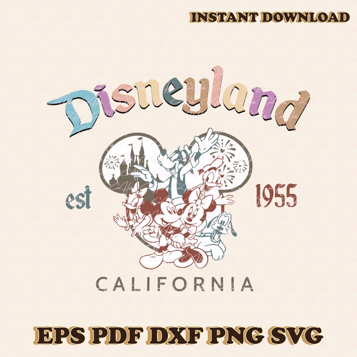 Retro Disneyland California Est 1955 Mickey Friends SVG File | Inspire ...