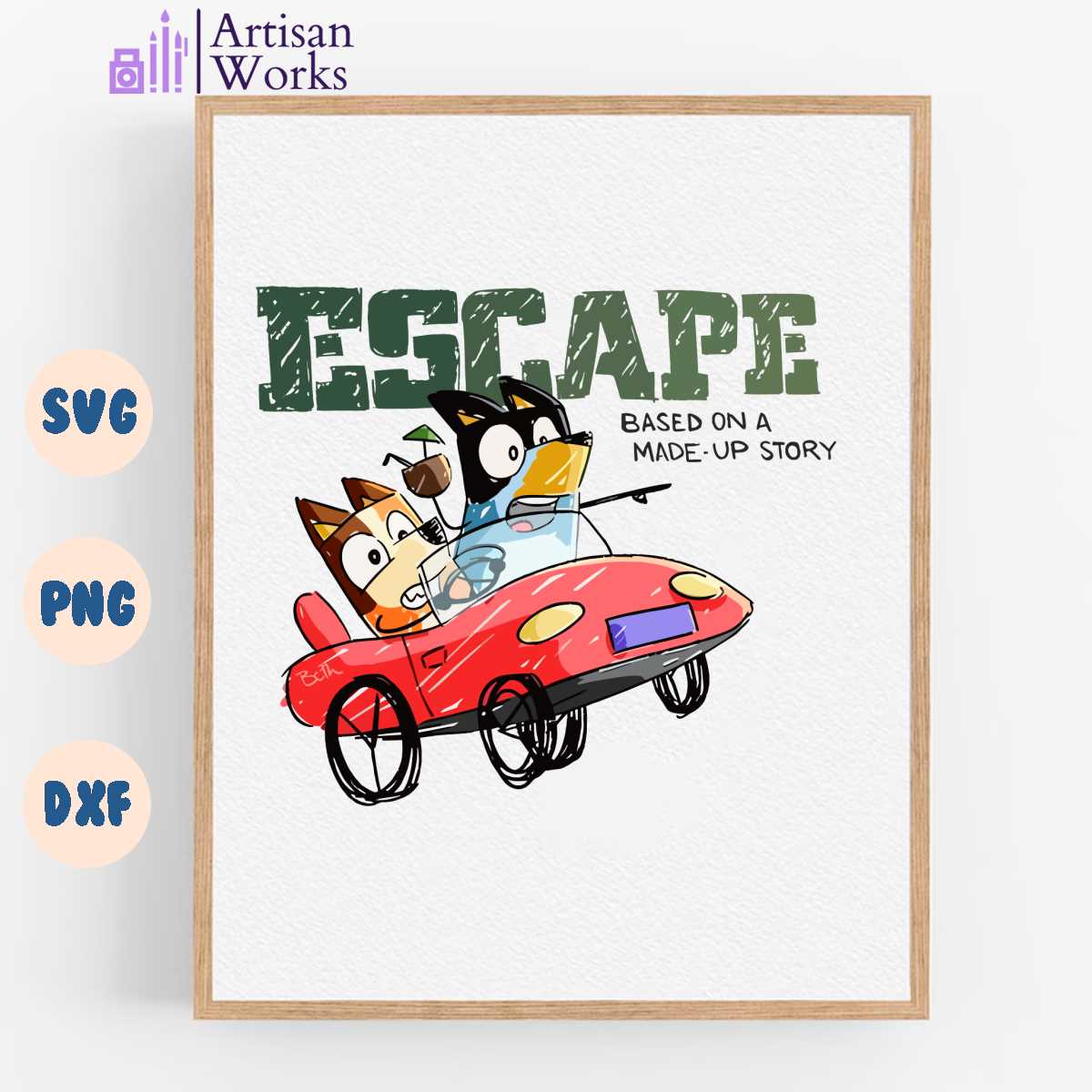 Vintage Bluey Escape Based On A Made Up Story PNG | Inspire Uplift