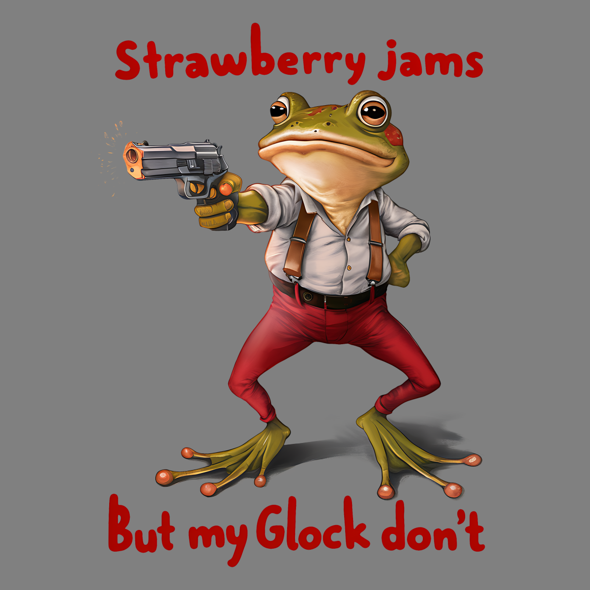 Funny Meme Frog Strawberry Jams But My Glock Dont PNG | Inspire Uplift