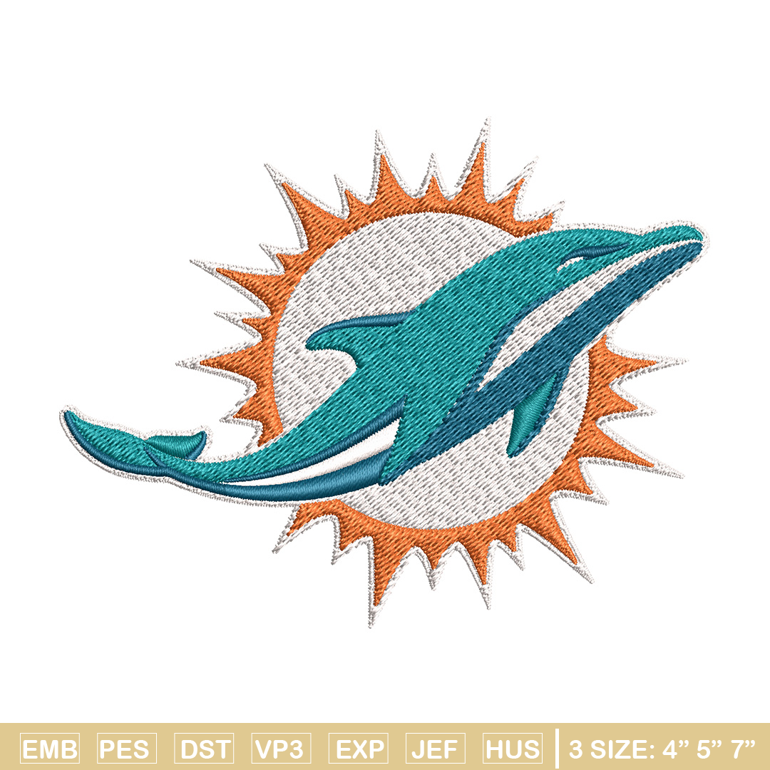 Miami Dolphins logo Embroidery, NFL Embroidery, Sport embroi | Inspire ...