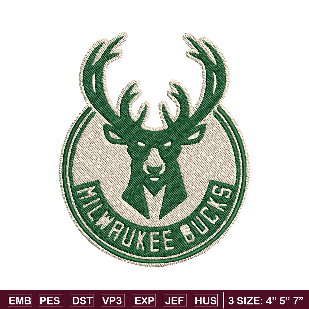 Milwaukee Bucks logo Embroidery, NBA Embroidery, Sport embro | Inspire ...