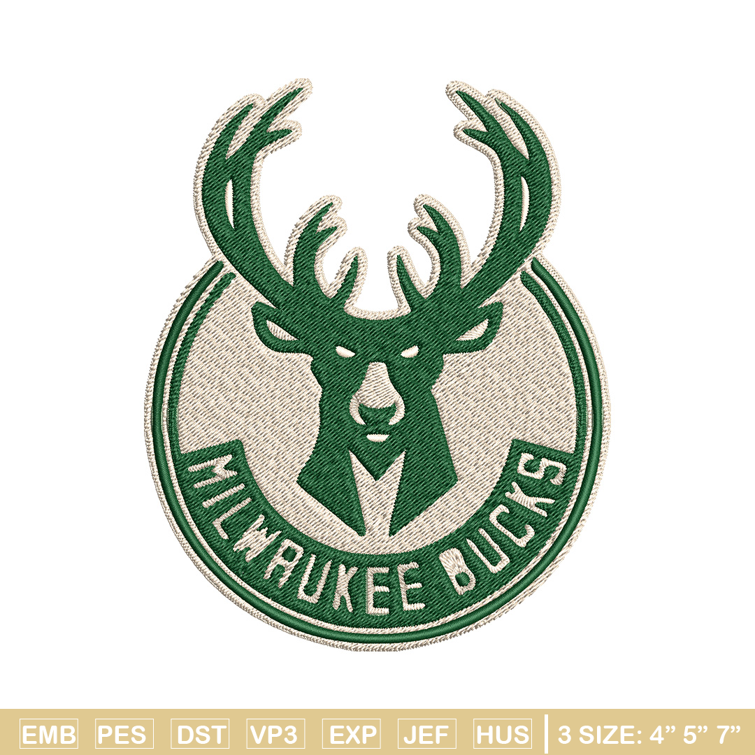 Milwaukee Bucks logo Embroidery, NBA Embroidery, Sport embro | Inspire ...