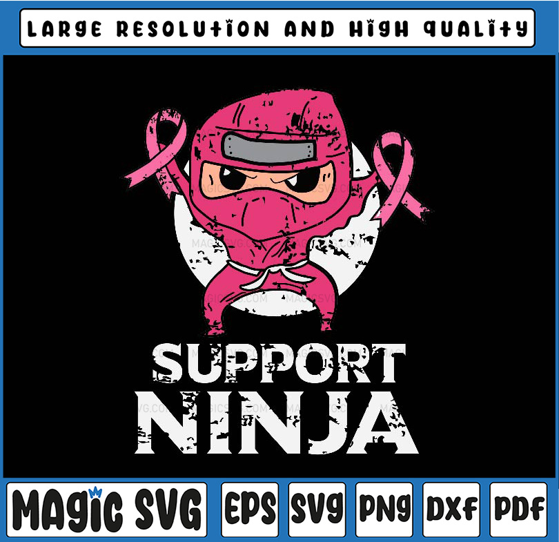 Kids Support Ninja Pink Cute Breast Cancer Awareness Svg, Br | Inspire ...