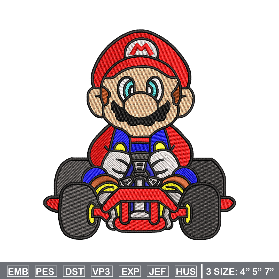 Mario car embroidery design, Super Mario bros embroidery, ga | Inspire ...