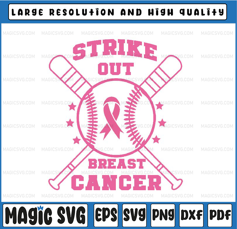 Strike Out Breast Cancer Awareness Svg, Warrior Breast Cance | Inspire Uplift