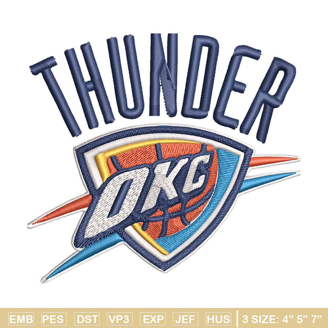 Oklahoma City Thunder logo Embroidery, NBA Embroidery, Sport | Inspire ...