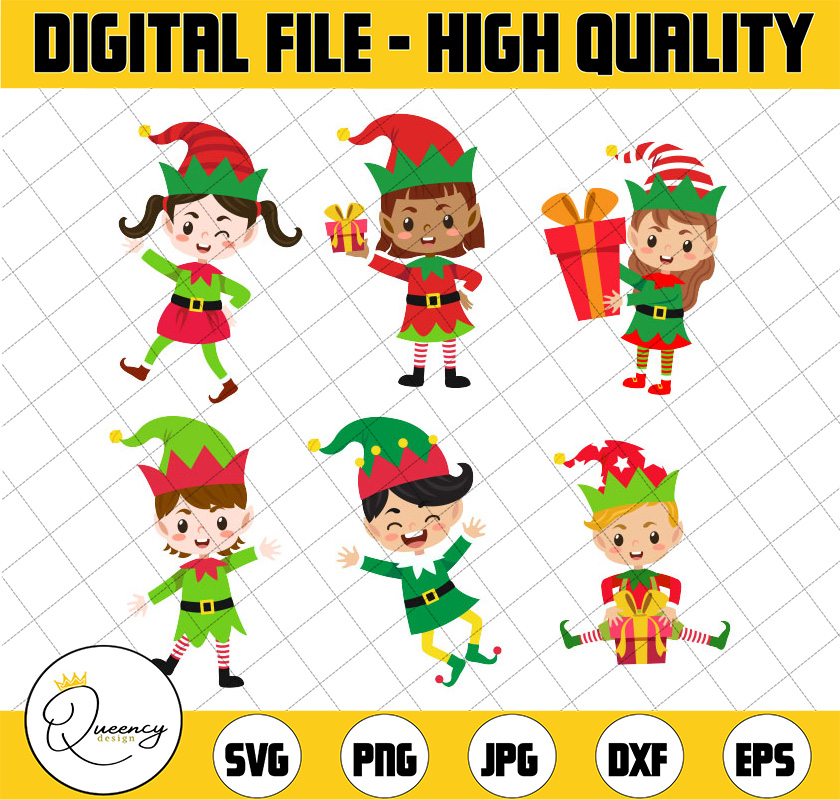 Christmas Elves PNG, Christmas Elves Clipart Bundle, Girl Bo | Inspire ...