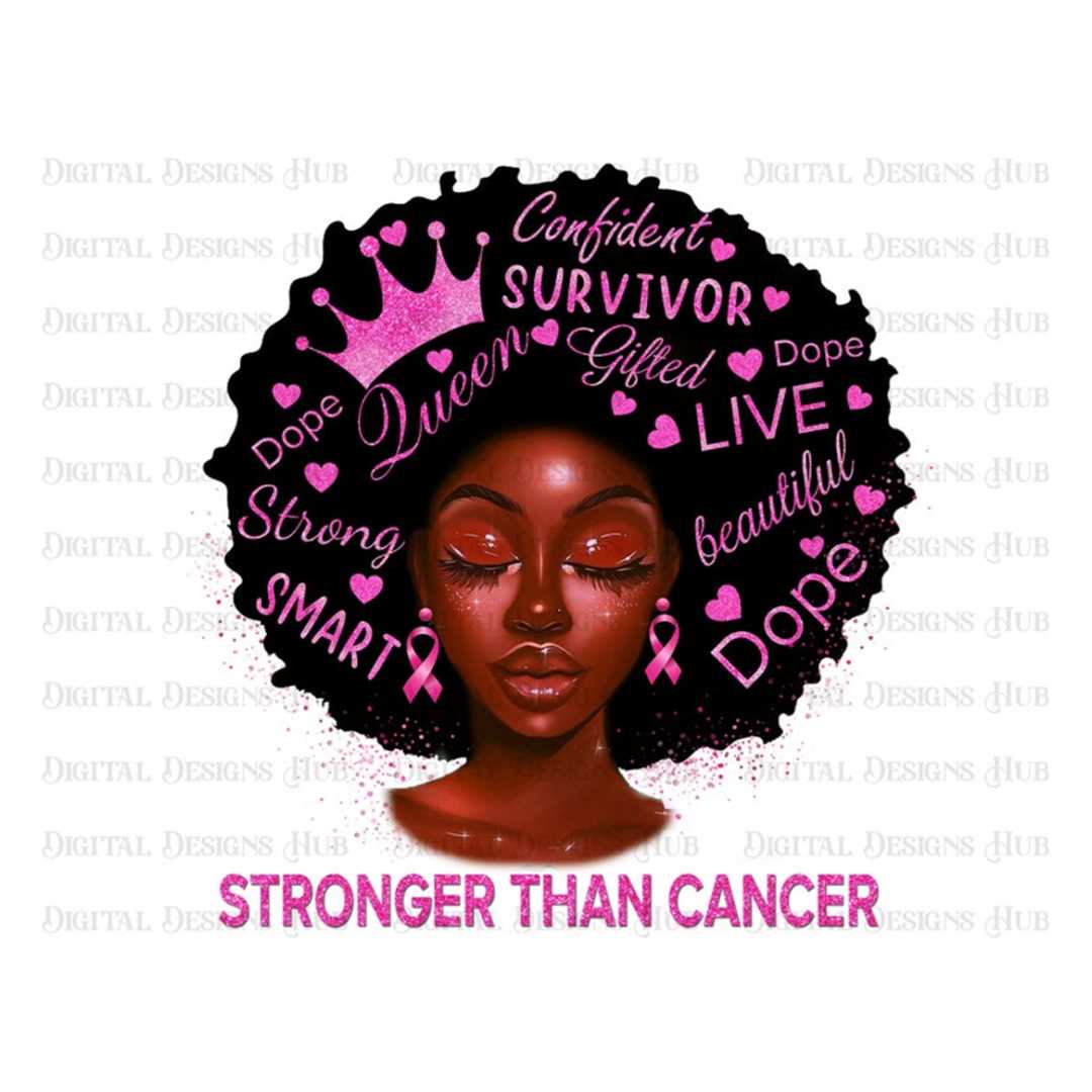 Stronger Than Cancer Png Digital Files, Black Afro Lady Subl | Inspire ...