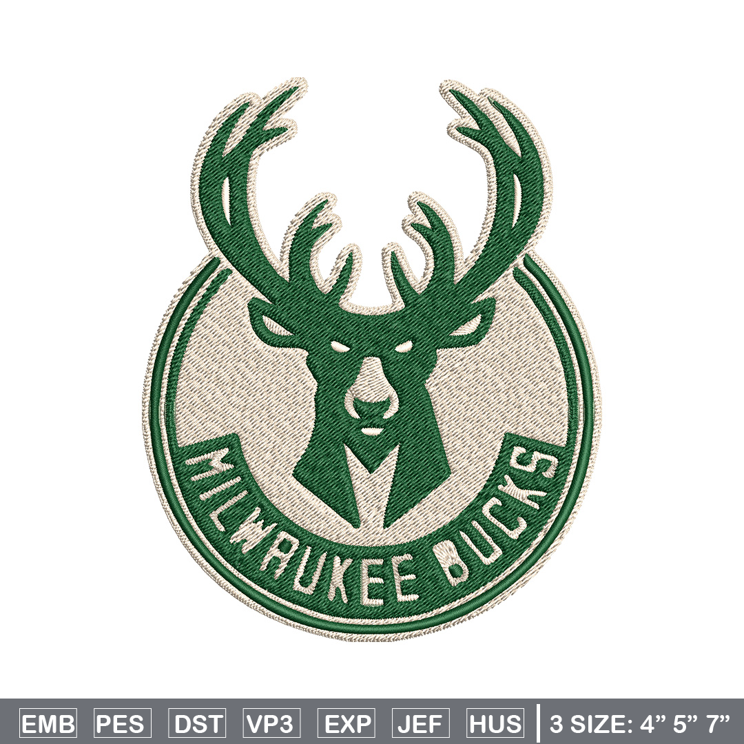 Milwaukee Bucks logo Embroidery, NBA Embroidery, Sport embro | Inspire ...