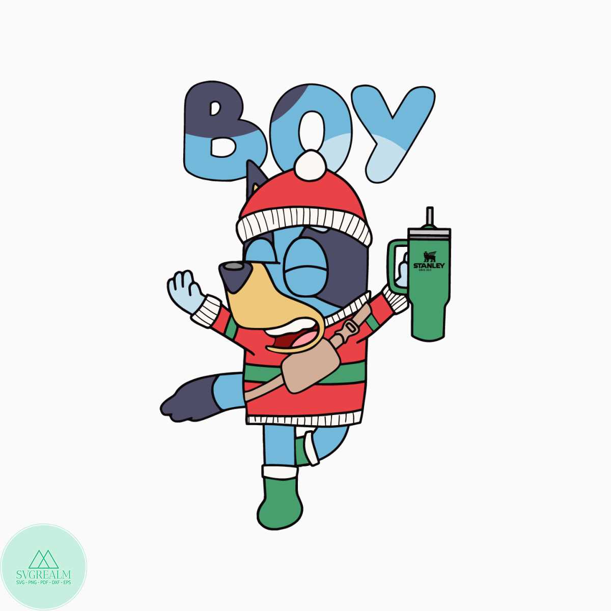 Bluey Boy Christmas Stanley Tumbler SVG Digital Cricut File | Inspire ...