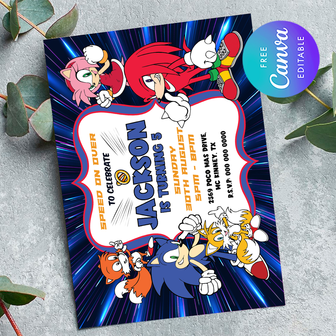 Sonic Birthday Inviation, Sonic Birthday Invitation Printabl - Inspire ...