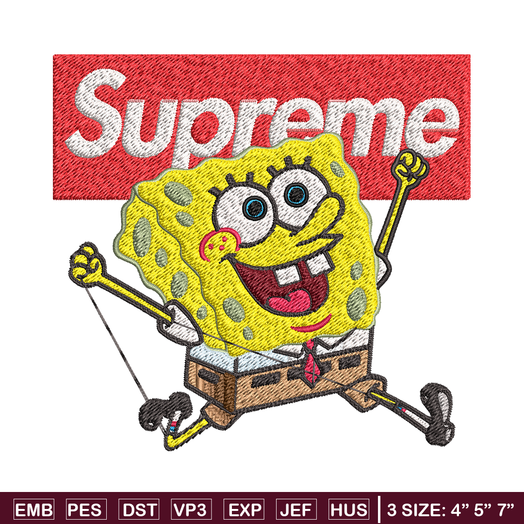 Spongebob Squarepants Supreme Embroidery design, Spongebob E | Inspire ...