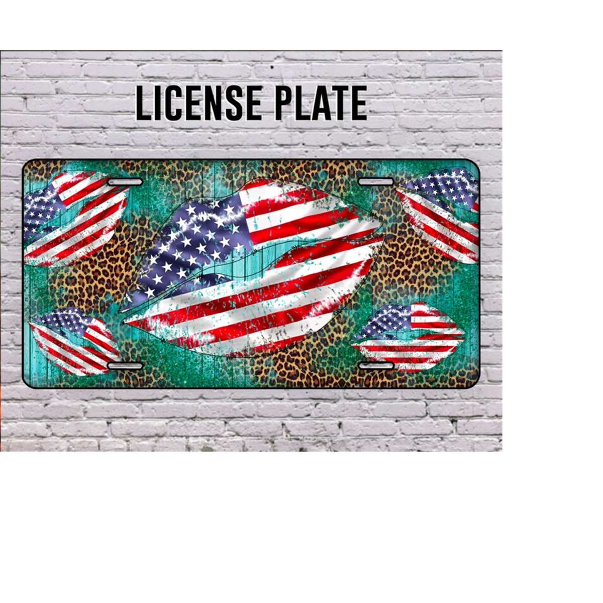 American Flag Lips Leopard License Plate,America License Pla | Inspire ...