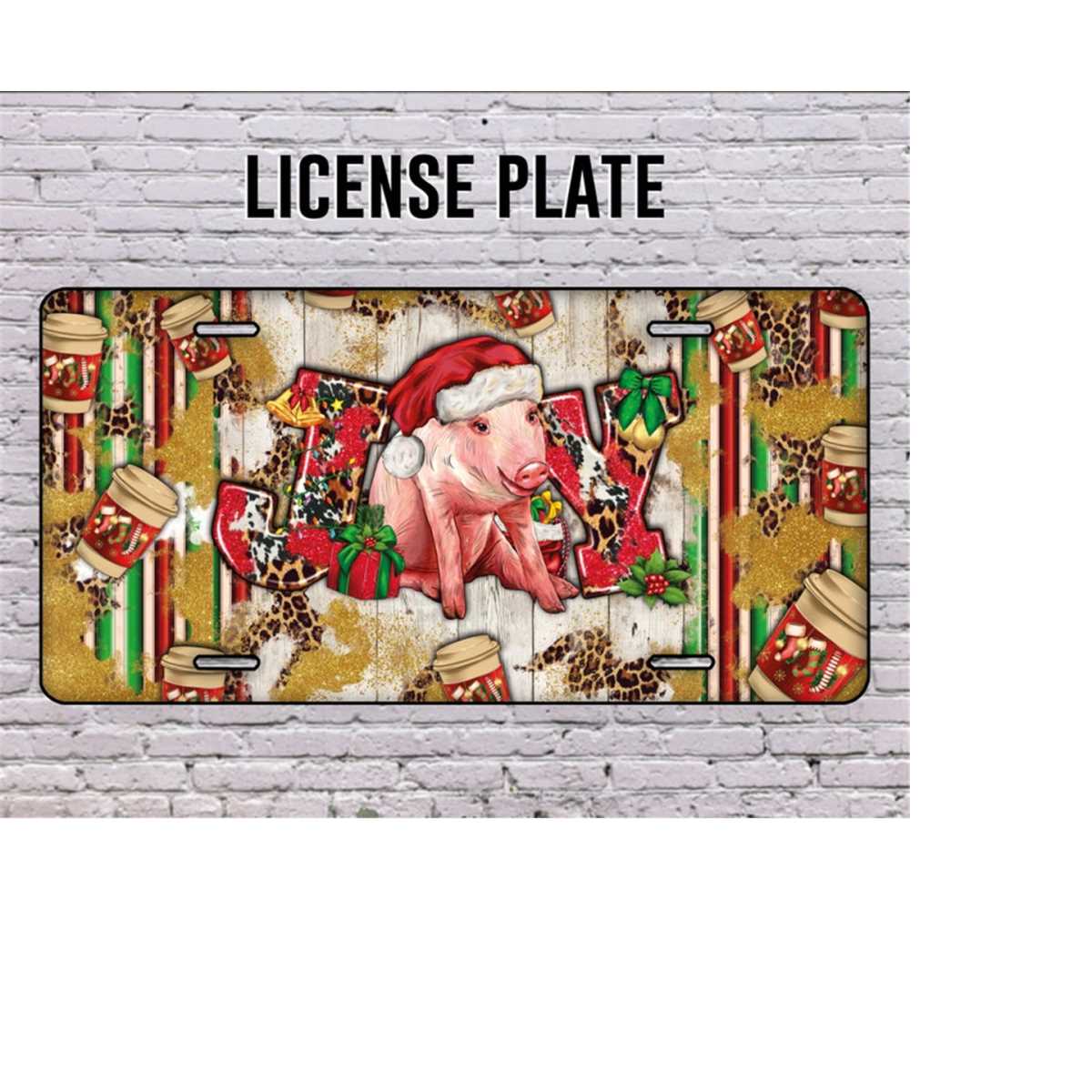 Christmas Joy Pig License Plate,Christmas License Plate,Joy - Inspire ...
