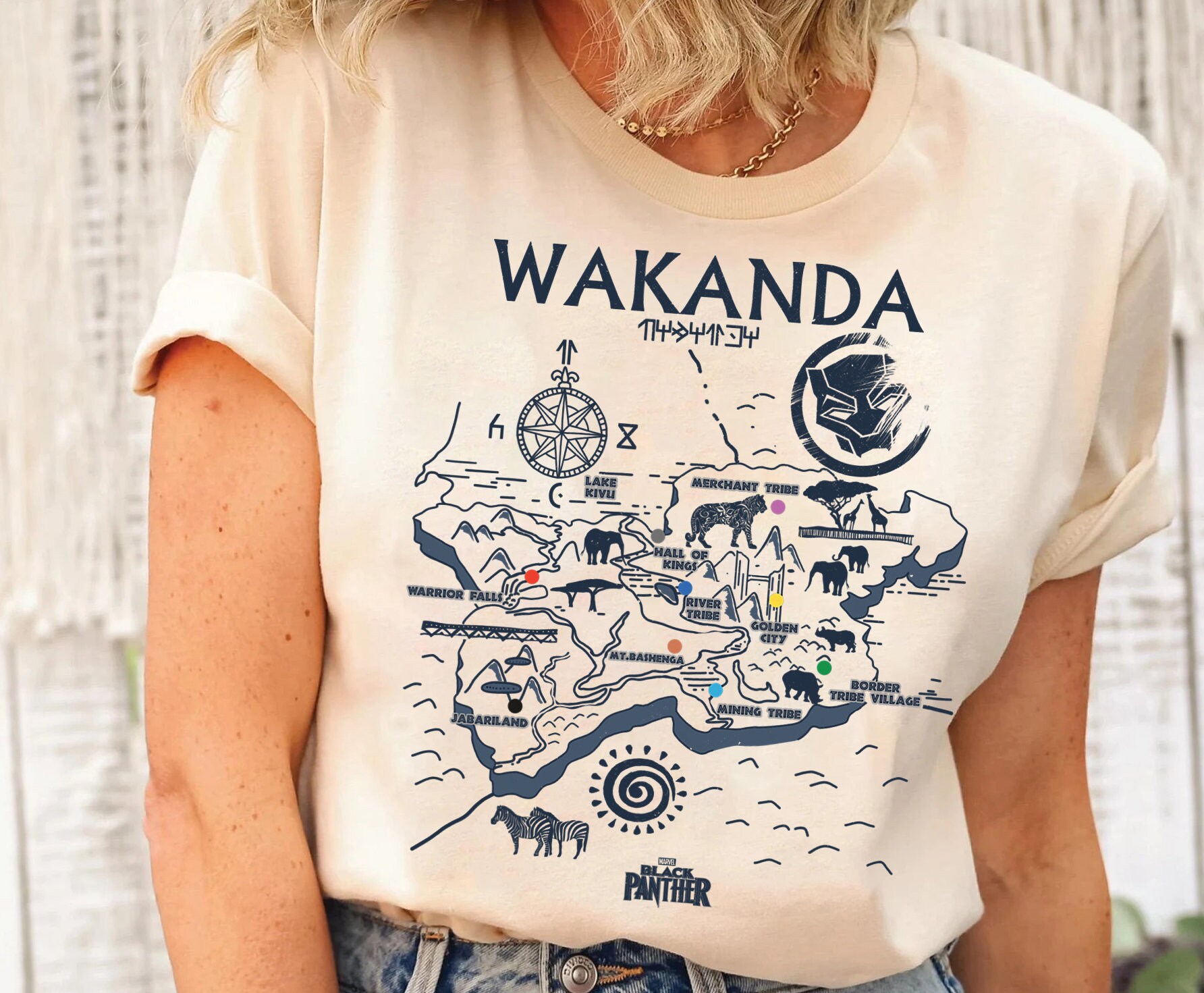 Marvel Black Panther 2 Kingdom of Wakanda Map Graphic Shirt, | Inspire ...