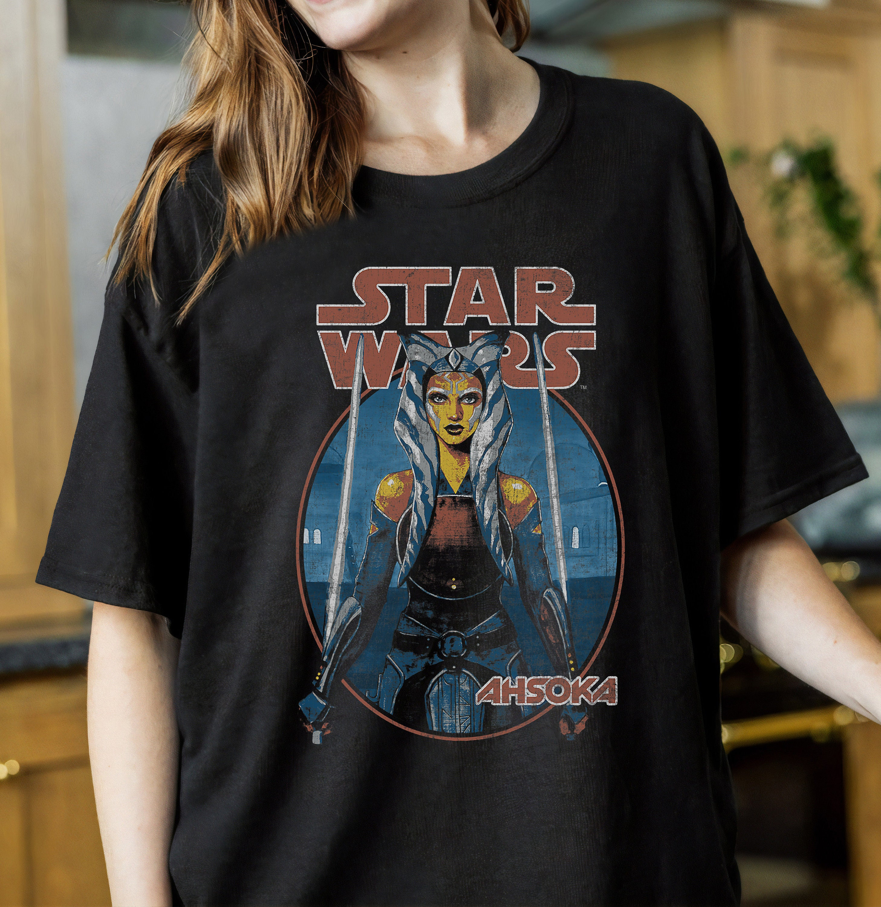 Star Wars Classic Ahsoka Tano Twin Sabers Vintage Portrait T - Inspire ...