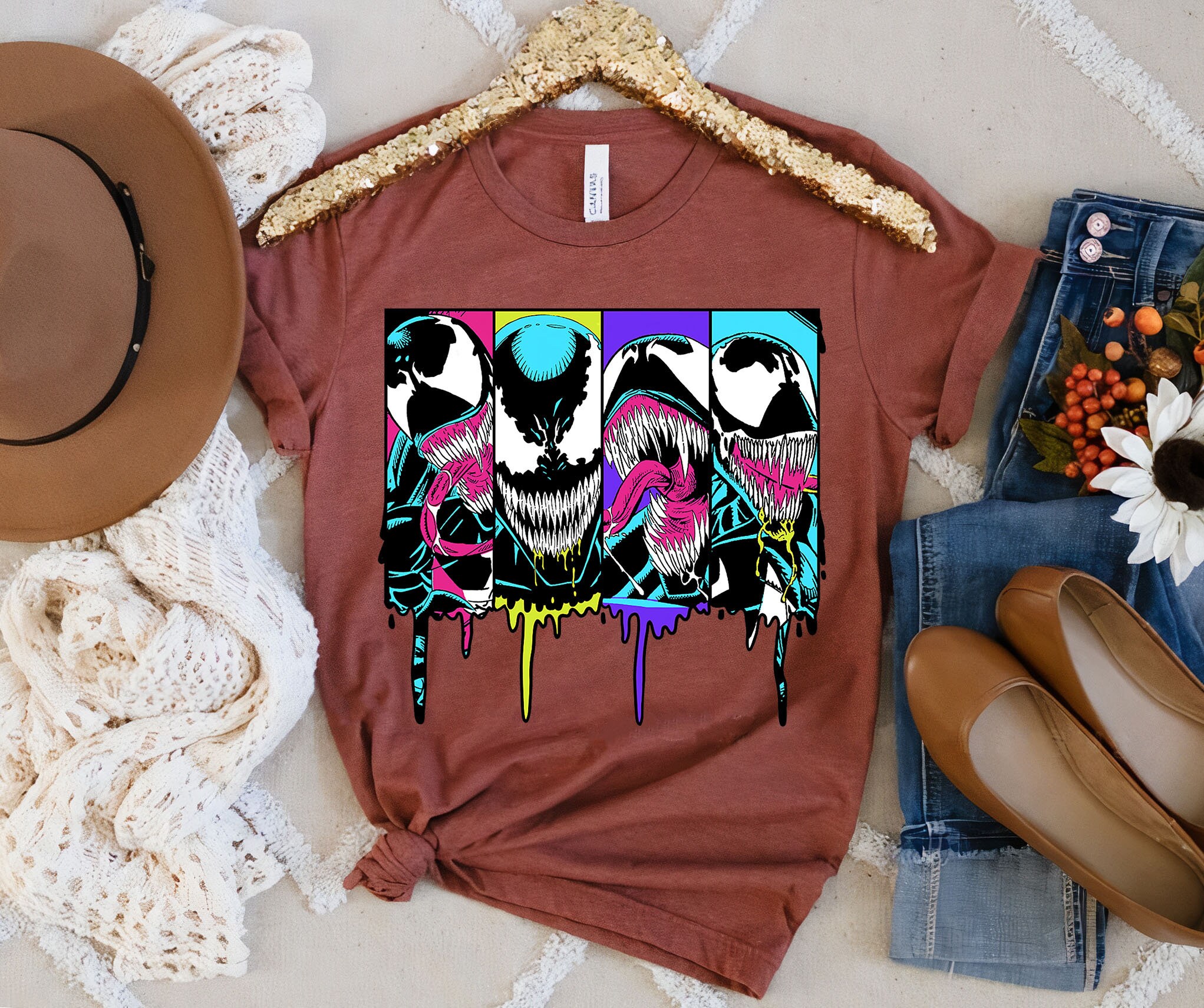 Marvel Venom Colorful Dripping Comic Panel TShirt, Marvel Co | Inspire ...