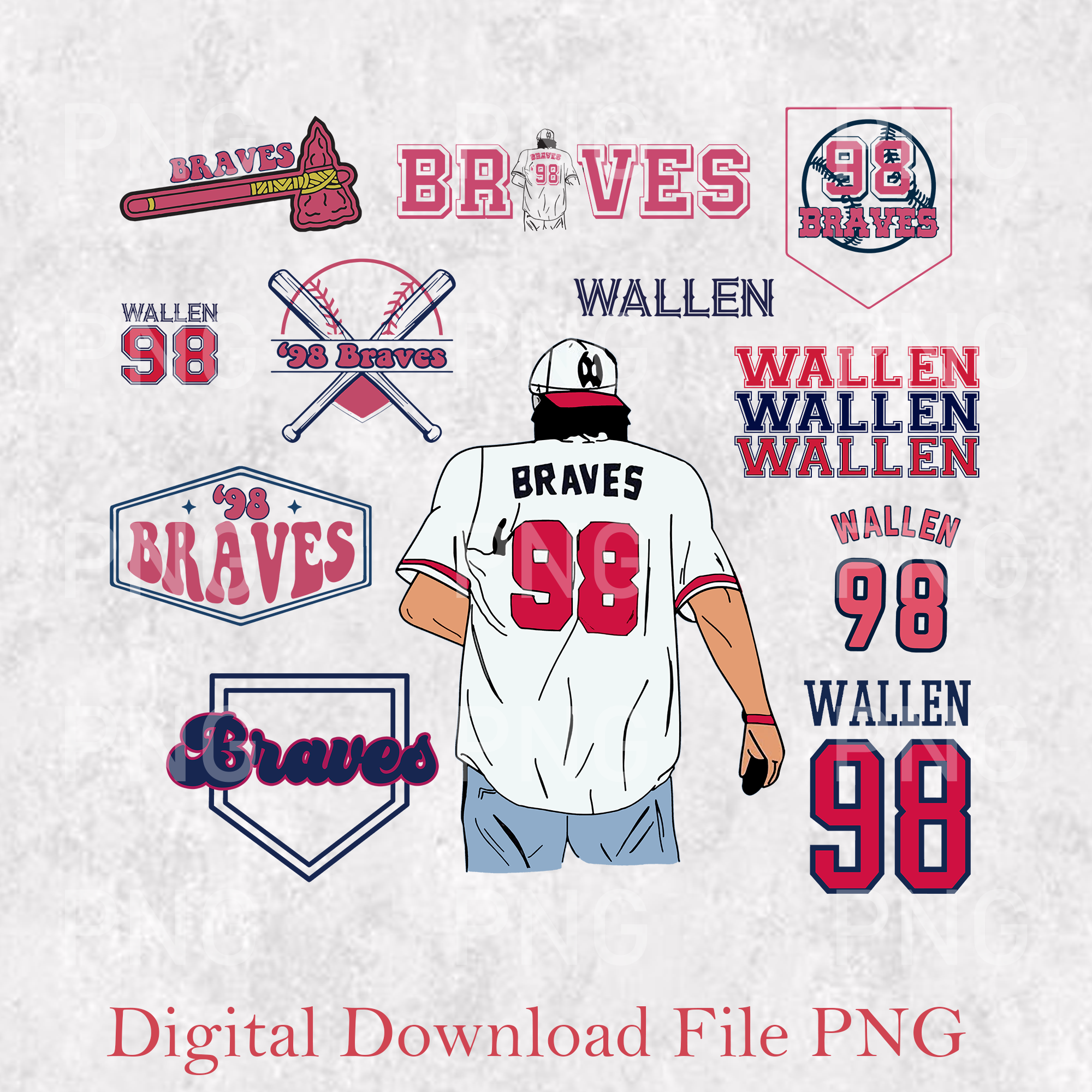 98 Braves Wallen Baseball 2 Sides PNG, Wallen 98 Braves PNG, | Inspire ...