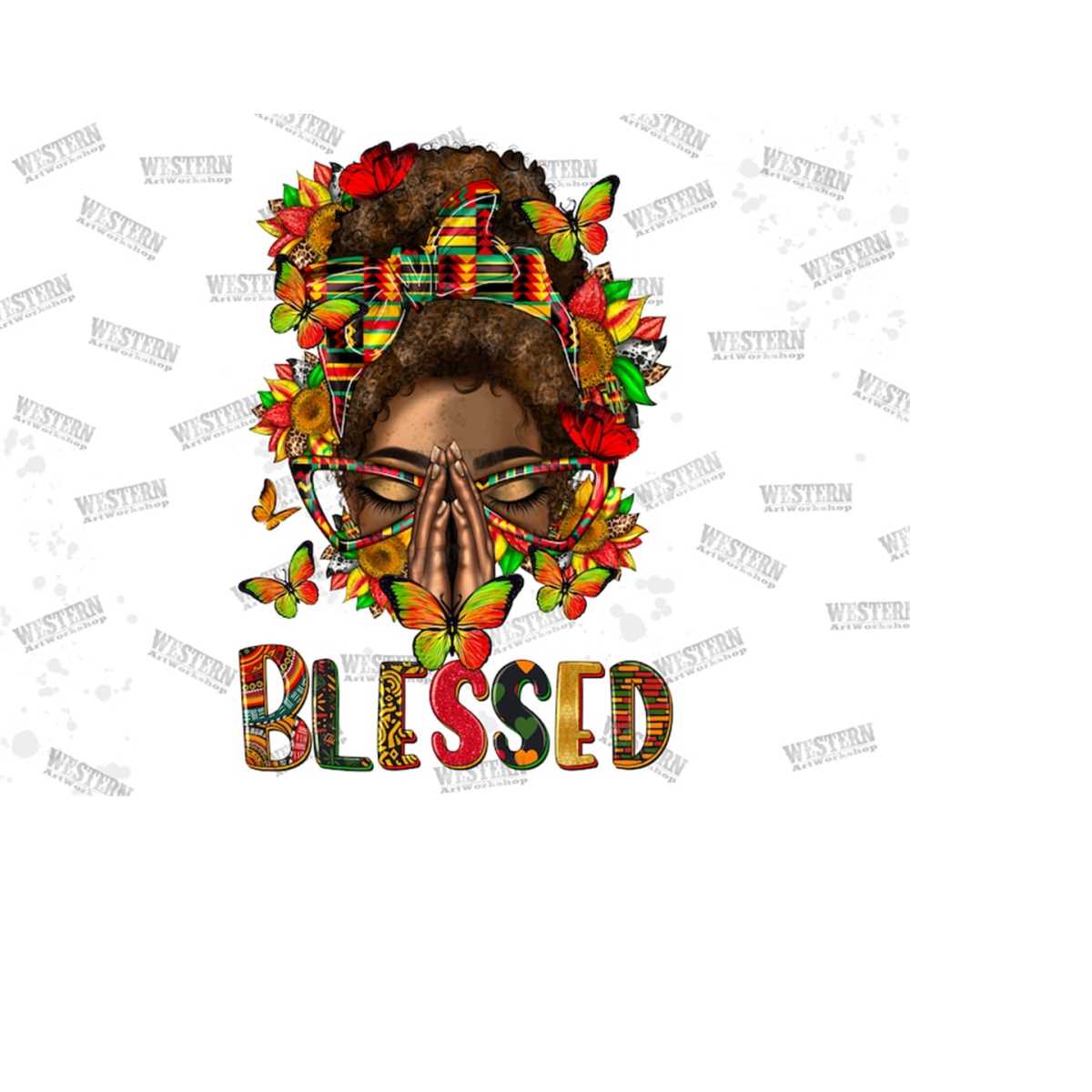 Juneteenth Afro Messy Bun Blessed Png, Praying afro messy bu | Inspire ...