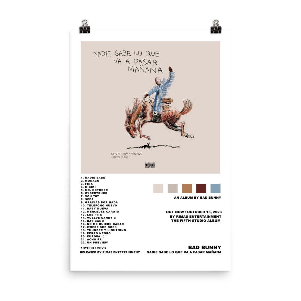 Bad Bunny nadie sabe lo que va a pasar manana album poster, - Inspire ...