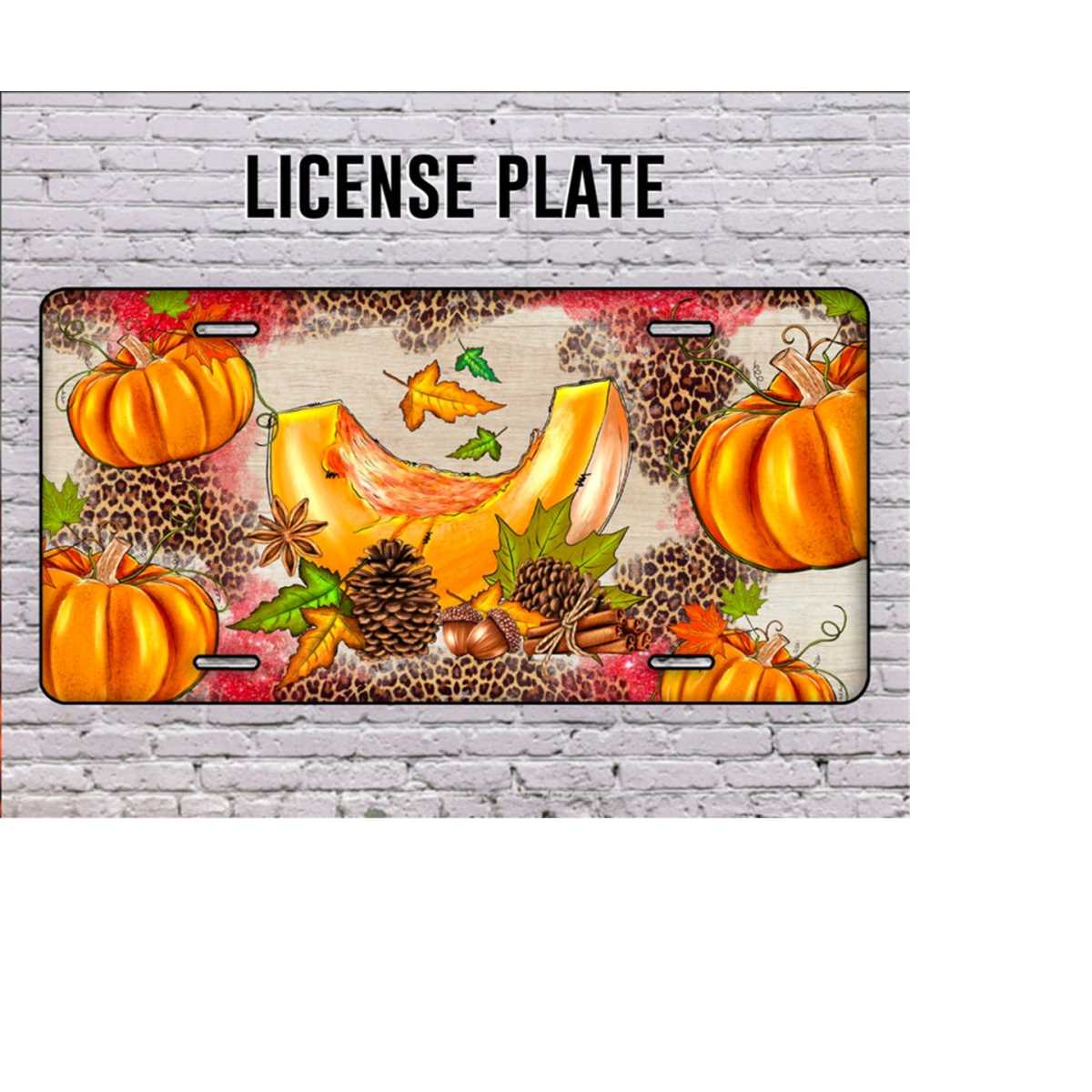 Pumpkin Leopard License Plate, Fall License Plate Png, Turke | Inspire ...