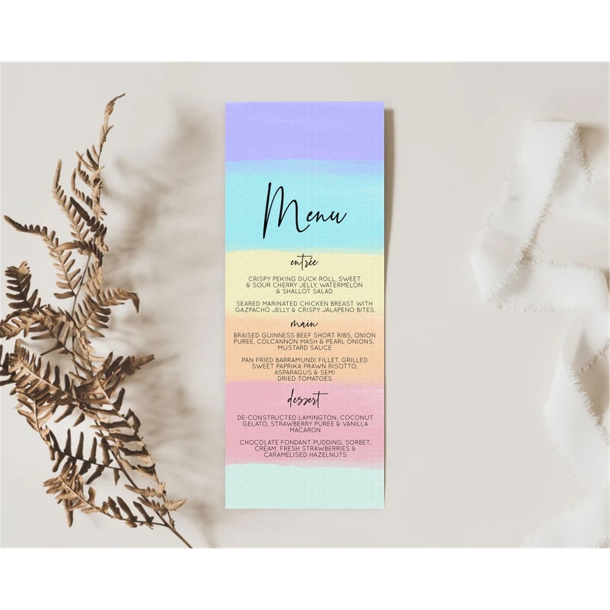 Pastel Menu Pastel Rainbow Menu Template Colorful Pastel Tab - Inspire ...