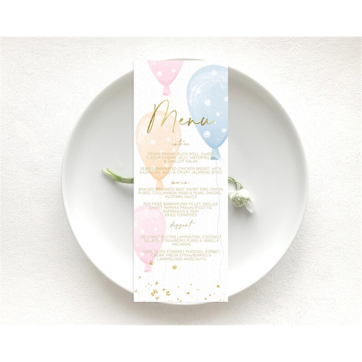 Pastel Balloons Menu Colorful Balloon Menu Template Rainbow - Inspire ...