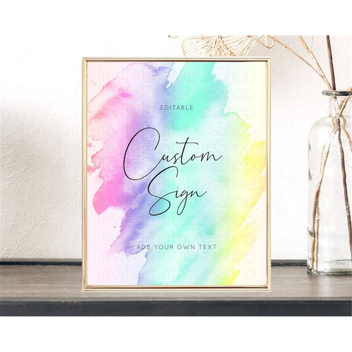 Pastel Sign Ombre Table Sign Decor Pastel Ombre Rainbow Wate - Inspire ...