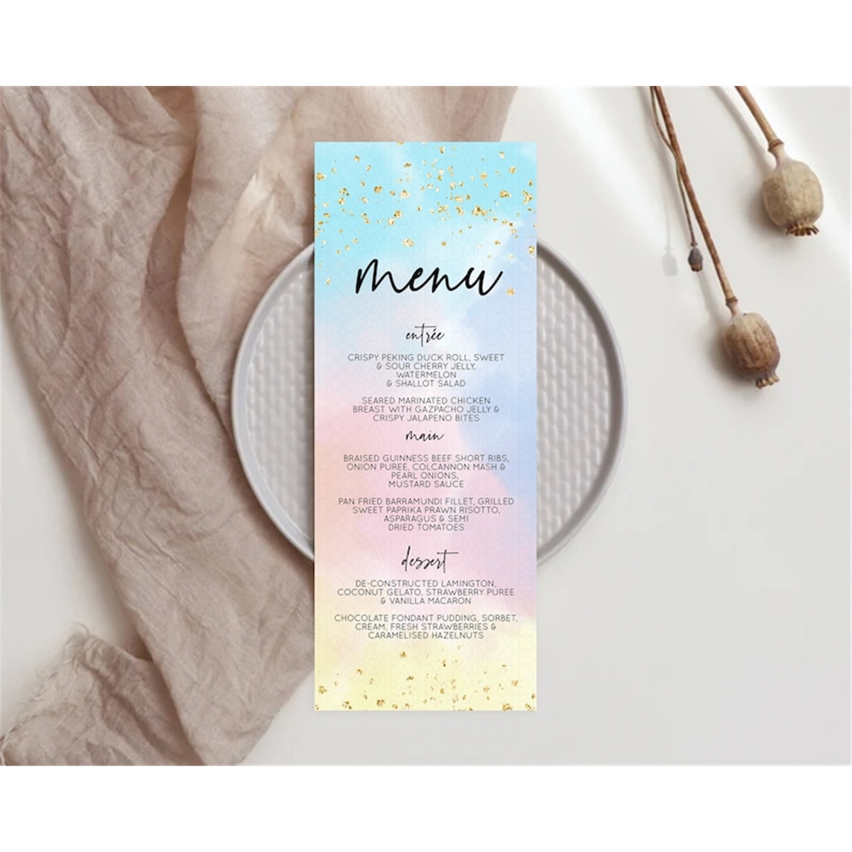 Pastel Menu Pastel Rainbow Menu Template Colorful Pastel Tab - Inspire ...