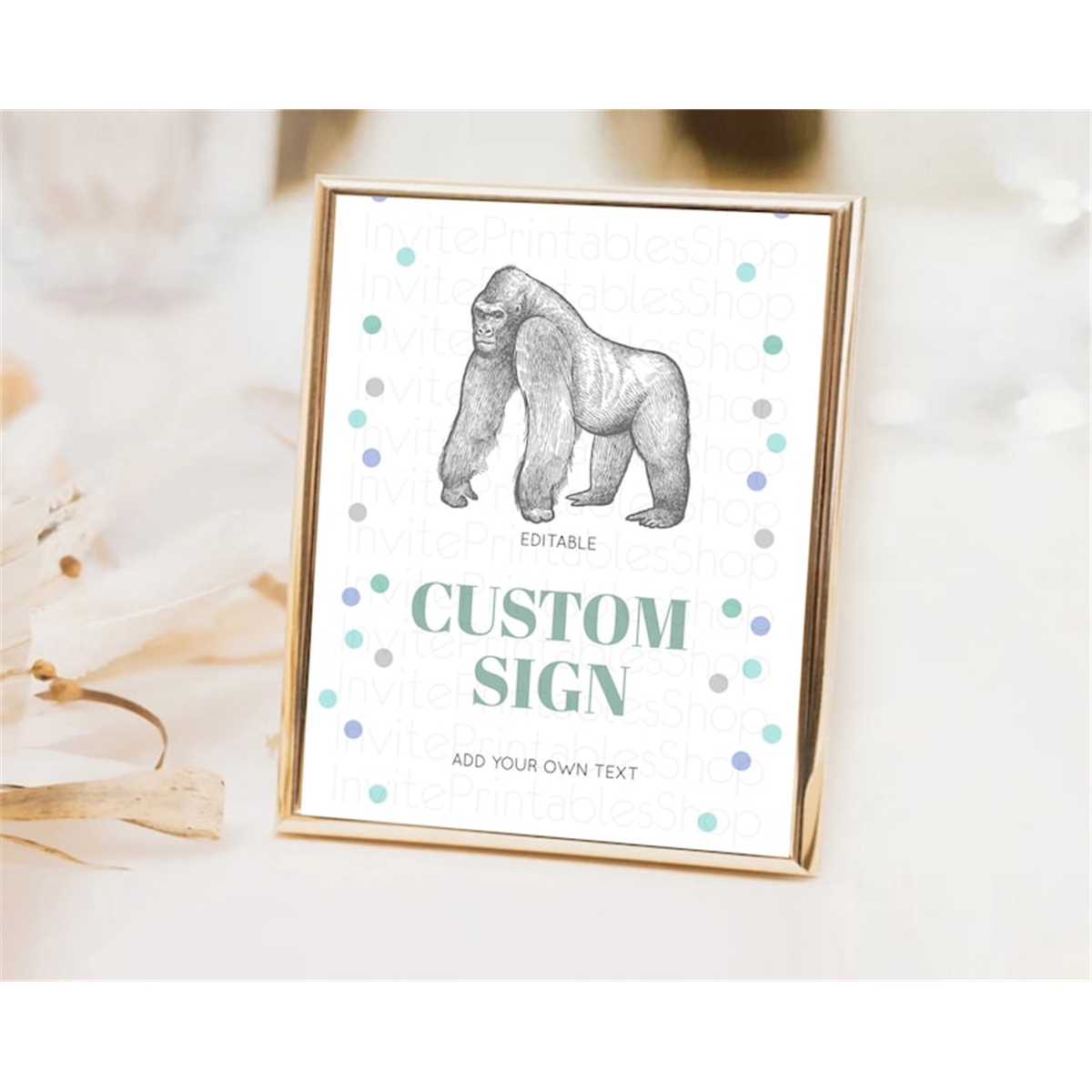 Gorilla Table Sign Decor Gorilla Party Sign Template Safari - Inspire ...