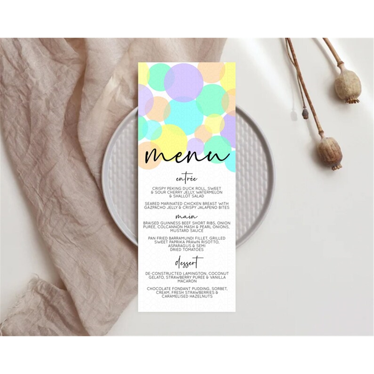Rainbow Menu Pastel Menu Template Pastel Rainbow Table Decor - Inspire ...