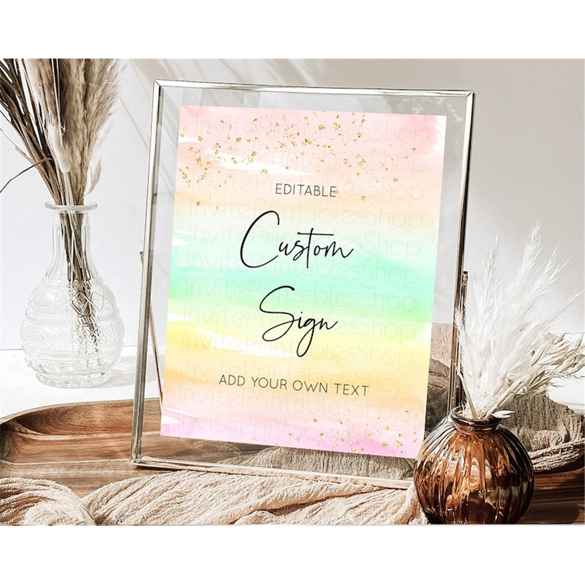 Pastel Sign Ombre Table Sign Decor Pastel Ombre Rainbow Wate - Inspire ...