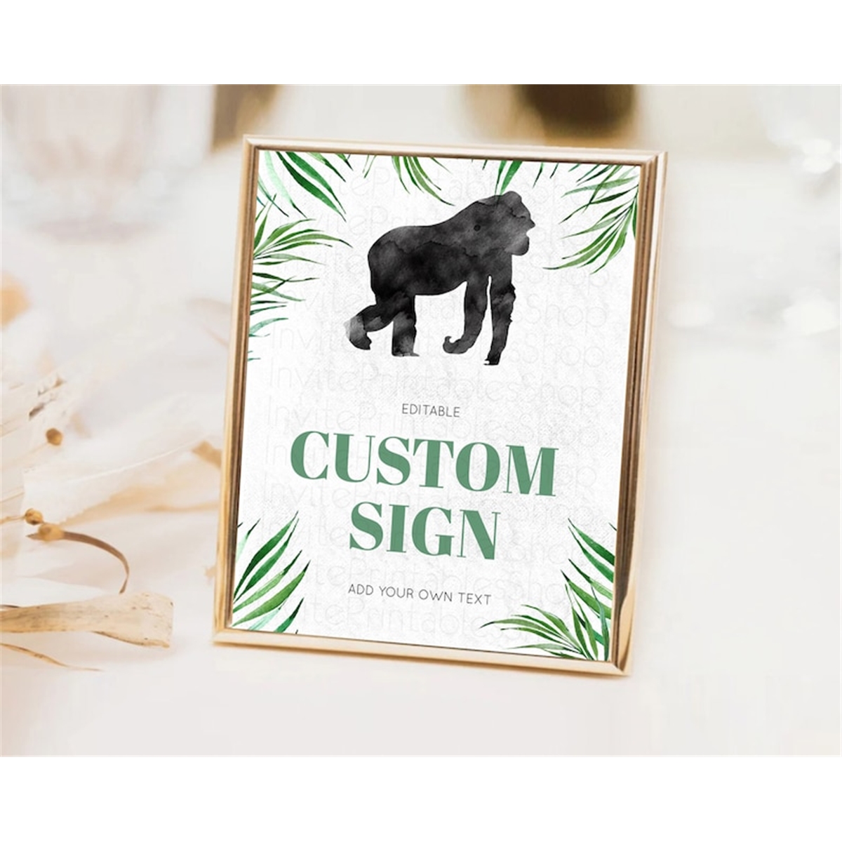 Gorilla Table Sign Decor Gorilla Party Sign Template Safari - Inspire ...