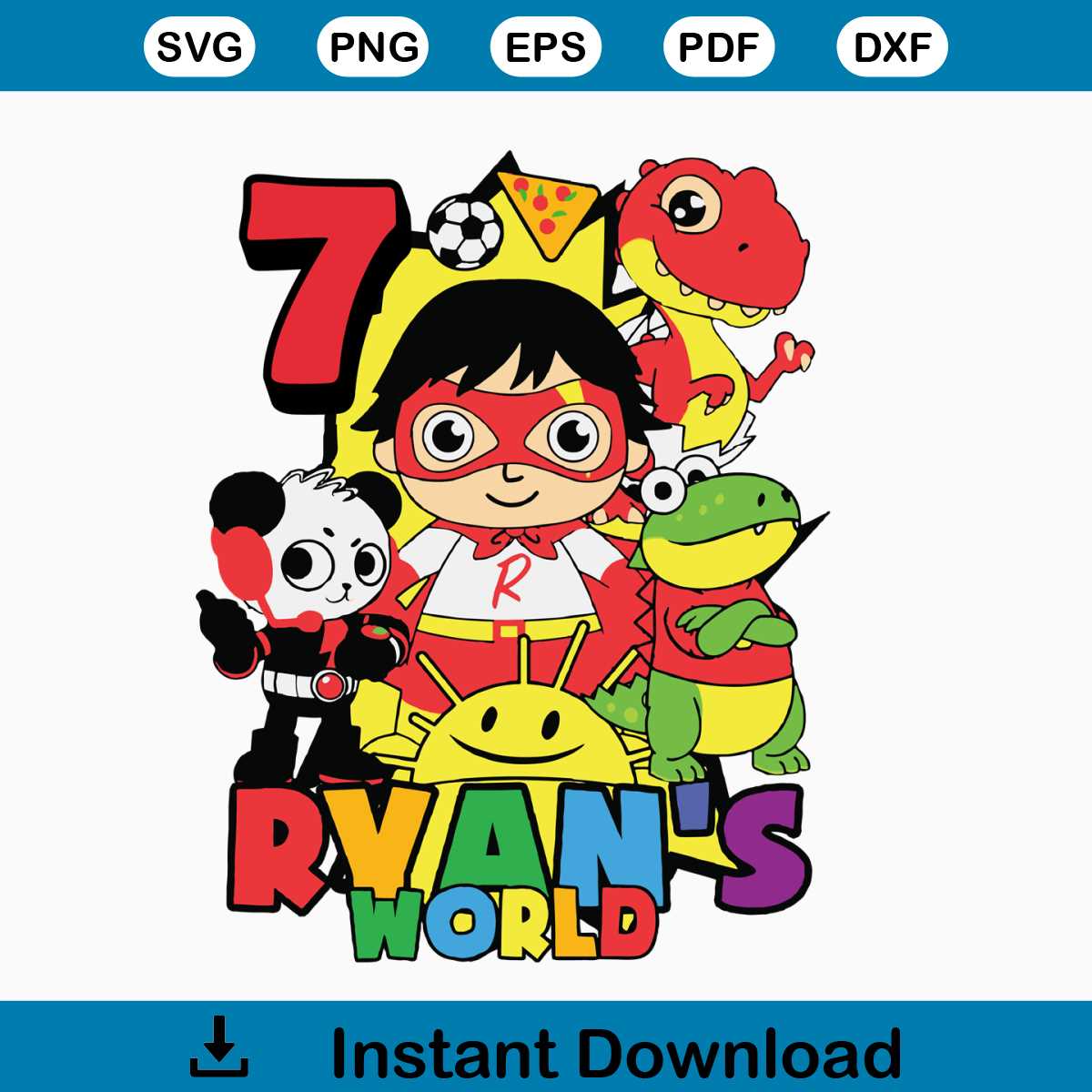 Ryans World 7 Years Old SVG PNG Sublimation Download - Inspire Uplift