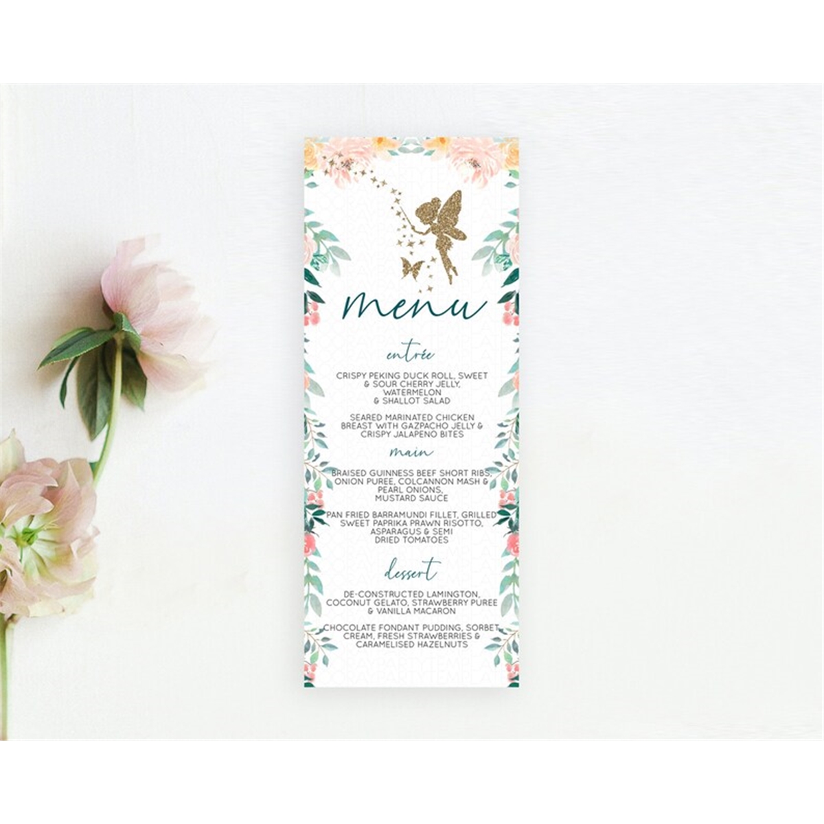 Fairy Menu Fairy Menu Template Enchanted Garden Pastel Flora - Inspire ...