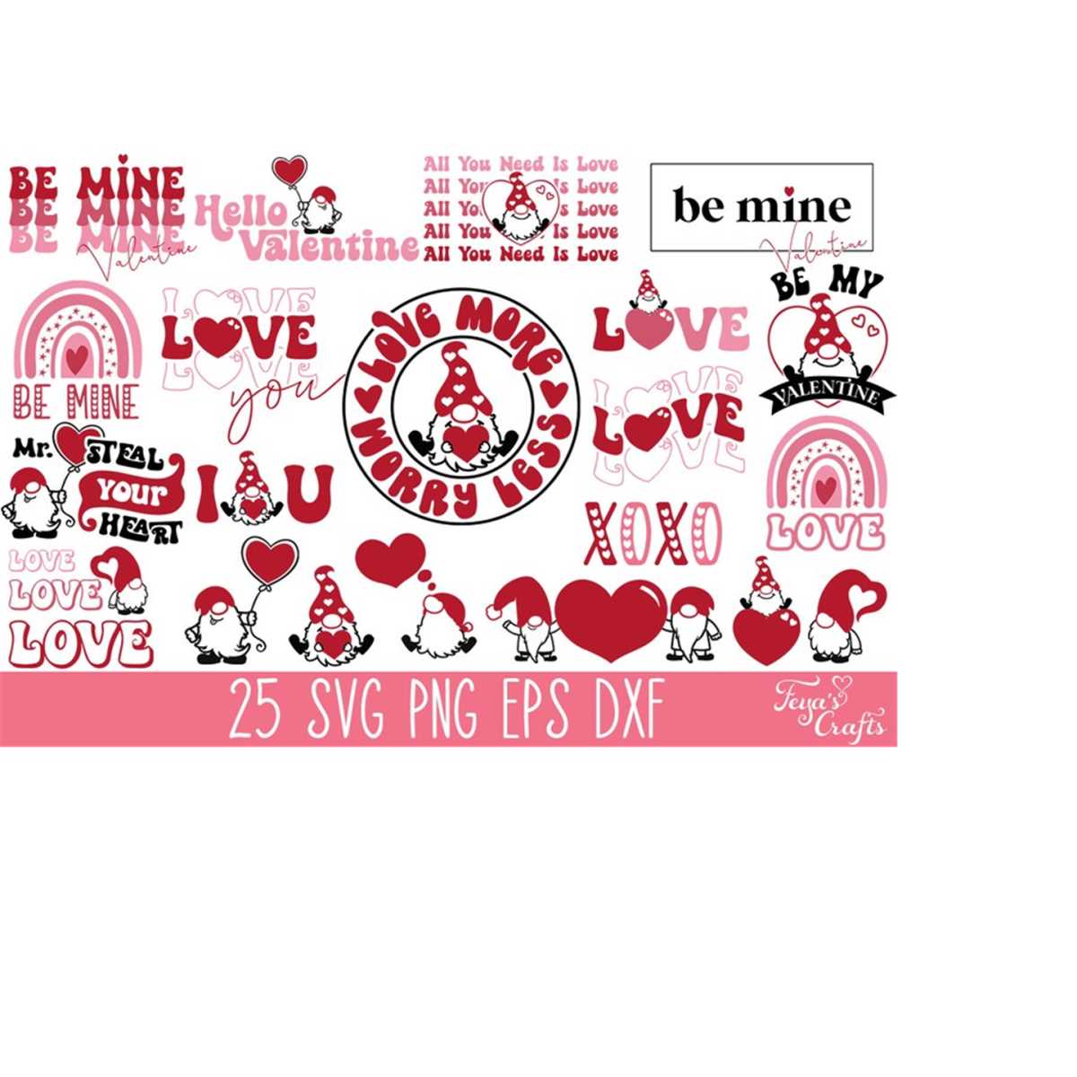 Valentine SVG Bundle, Valentine Gnomes SVG PNG, Boho Valenti | Inspire ...