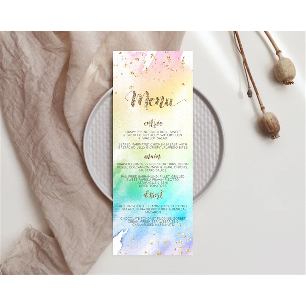 Pastel Menu Pastel Rainbow Menu Template Colorful Pastel Tab - Inspire ...