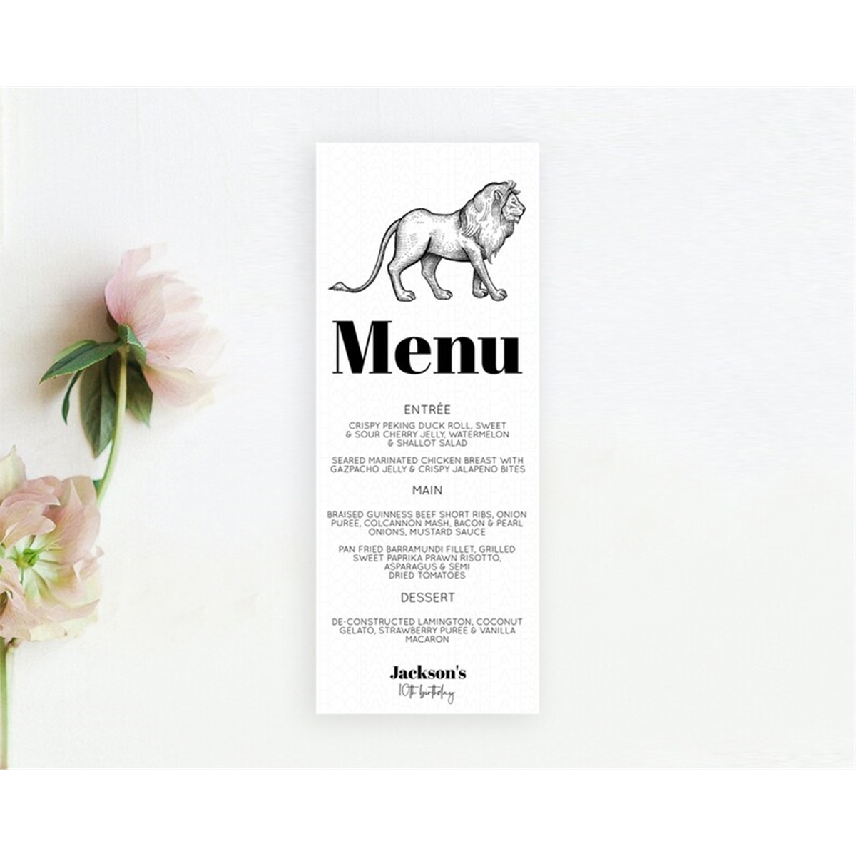Lion Menu Lion Menu Template Lion Party Table Decor Safari A - Inspire ...