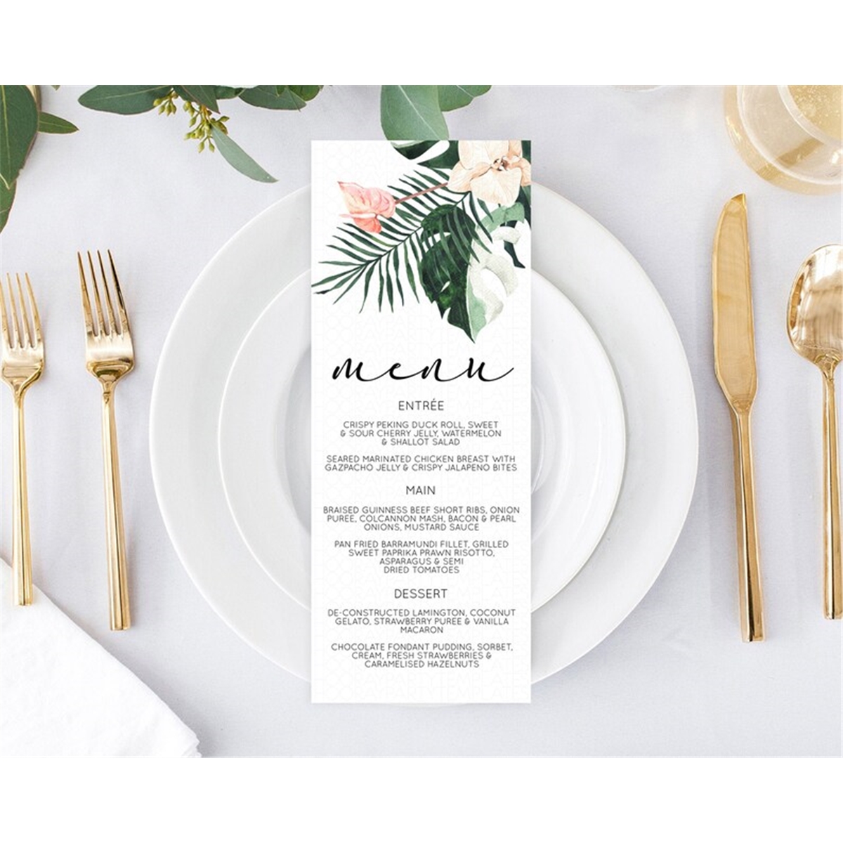 Tropical Menu Template Tropical Menu Palm Leaf Fern Table De | Inspire ...