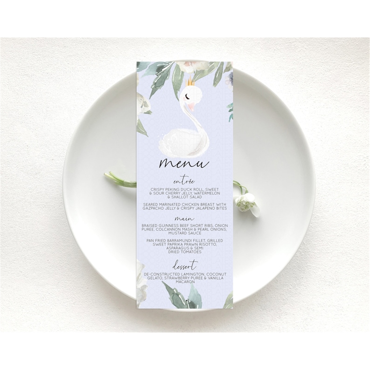 Swan Menu Swan Princess Ballet Menu Template Enchanted Swan - Inspire ...