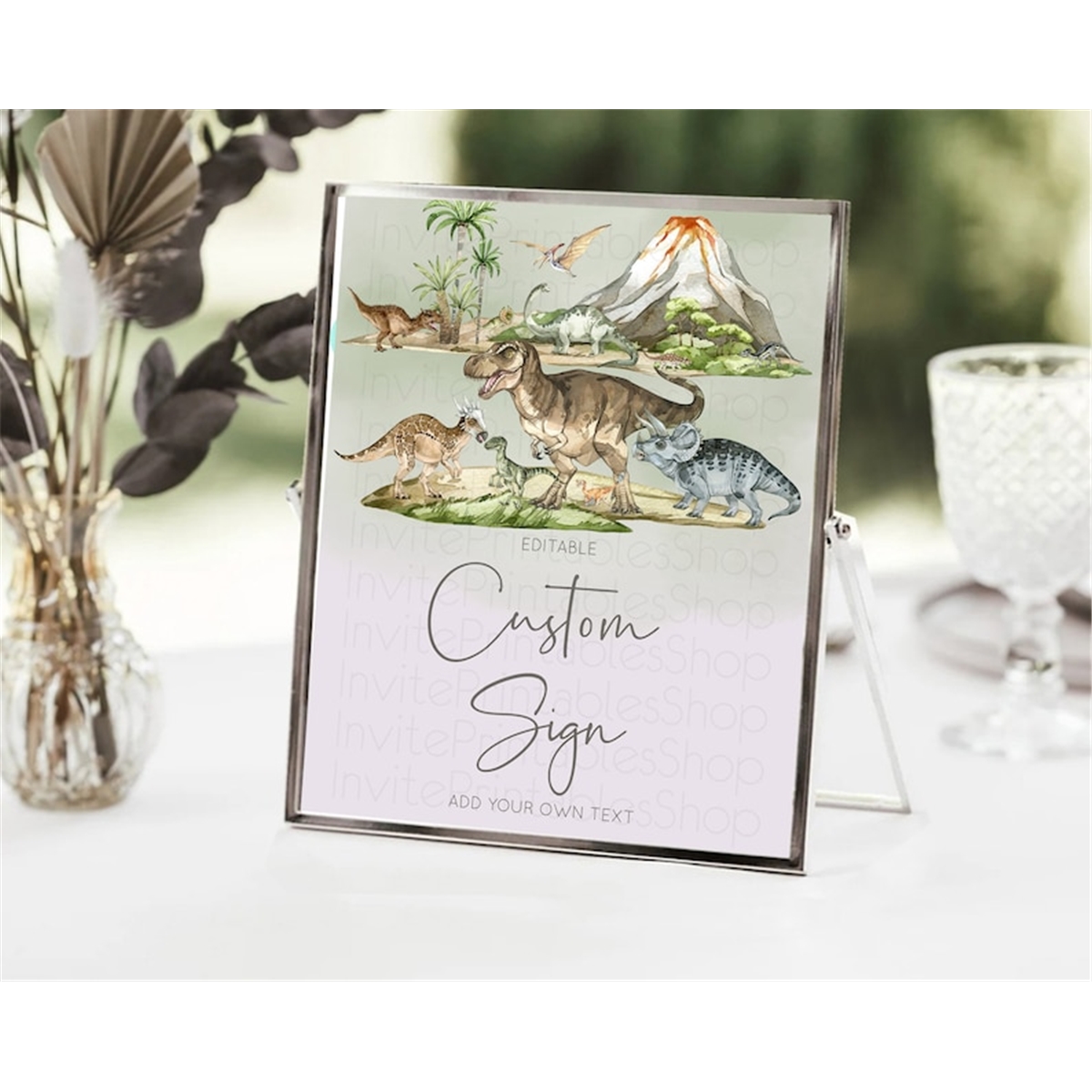 Dinosaur Sign Jurassic Party Table Sign Decor Dinosaur Volca - Inspire ...